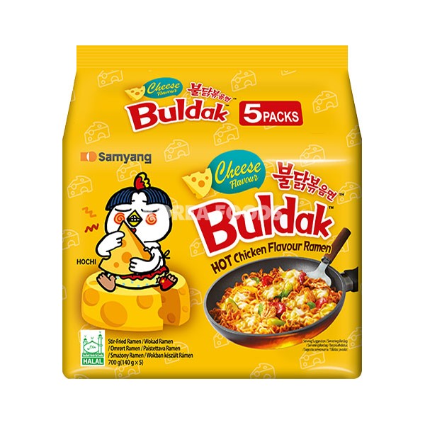 Samyang Buldak Hot Chicken Flavour Ramen Cheese Flavor 700g (140g x 5p – HMK Store